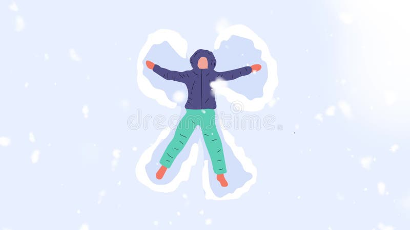 Happy Woman Making Snow Angel. Loop Animation Stock Footage - Video of ...
