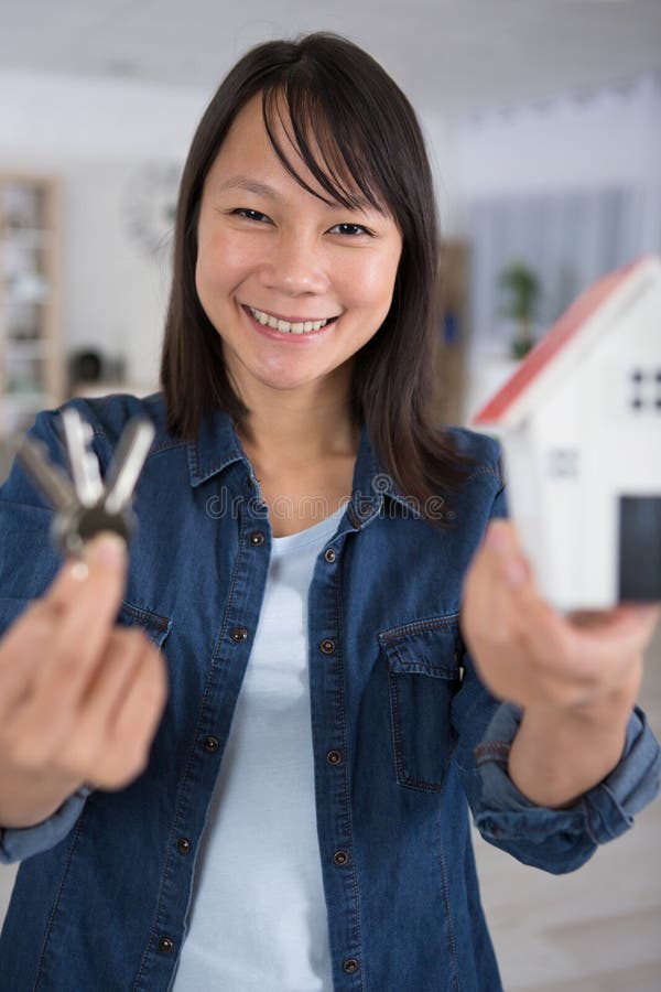 Happy Woman Moving in Carrying Cartons Boxes Stock Image - Image of ...