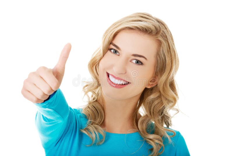 Happy Woman with Ok Hand Sign Stock Image - Image of gesture, hand ...