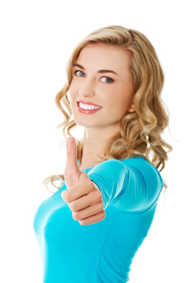 Happy Woman with Ok Hand Sign Stock Photo - Image of adult, cheerful ...