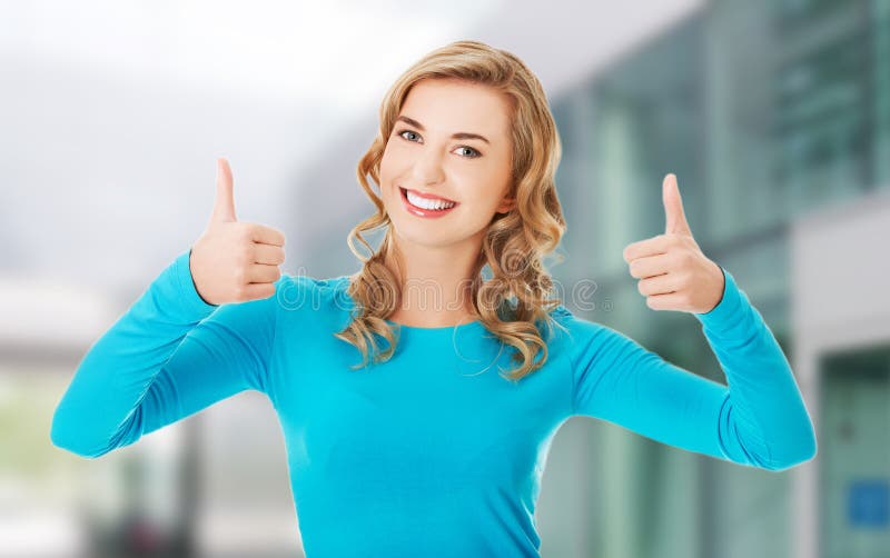 Happy Woman with Ok Hand Sign Stock Photo - Image of joyful, female ...