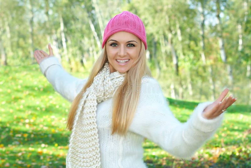 Happy woman outdoors stock photo. Image of beauty, attractive - 11750936