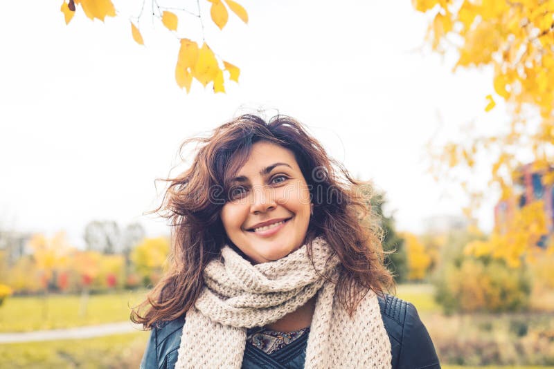 Happy Woman in Park Outdoors Stock Image - Image of portrait, people ...