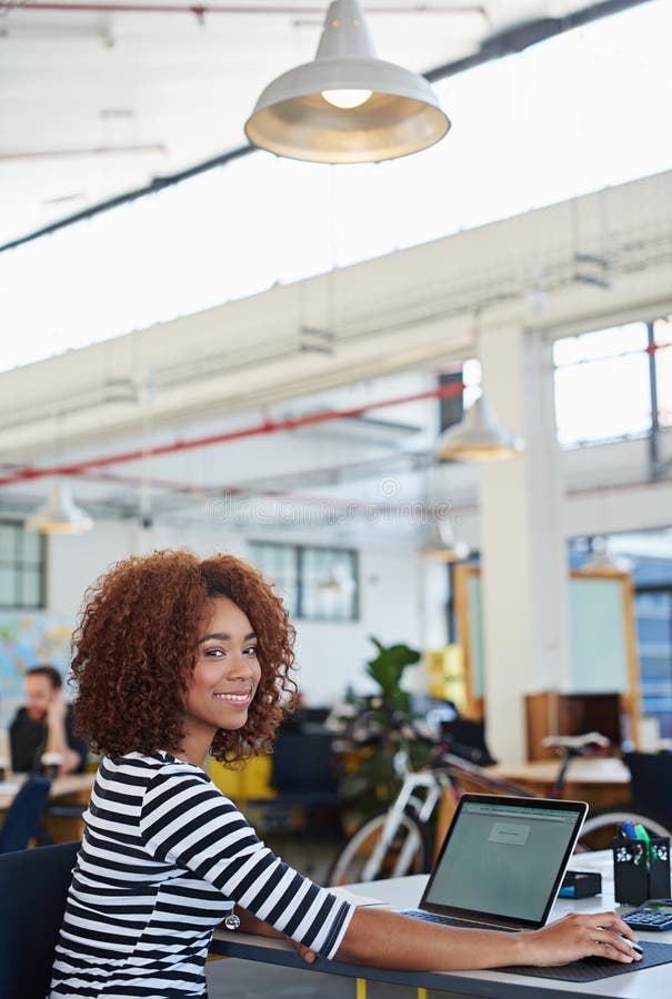 Happy Woman, Portrait and Work on Pc for Web Design, Project and Email ...