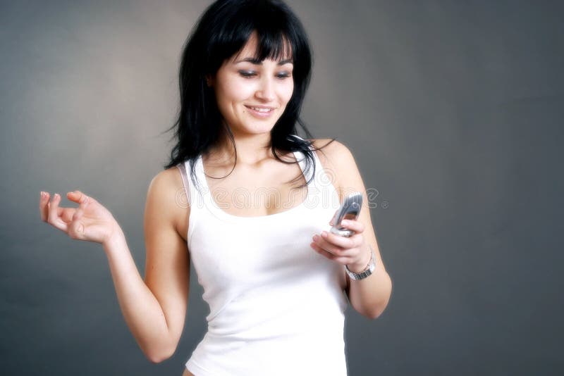 Woman calling for help stock image. Image of call, grab - 537931