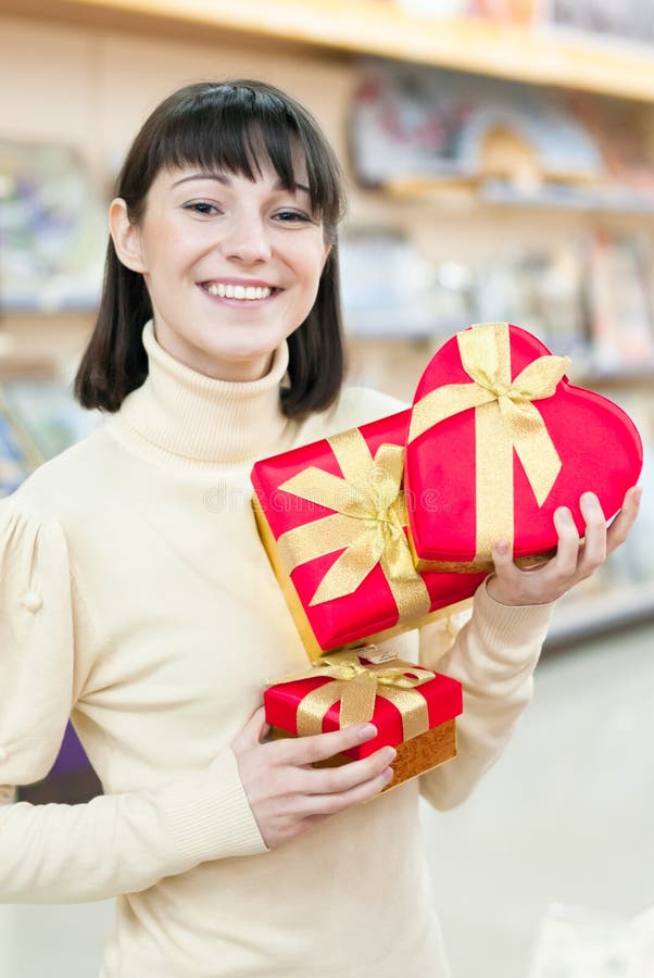 Happy Woman and Red Gift Box Stock Image - Image of lady, girl: 29262663