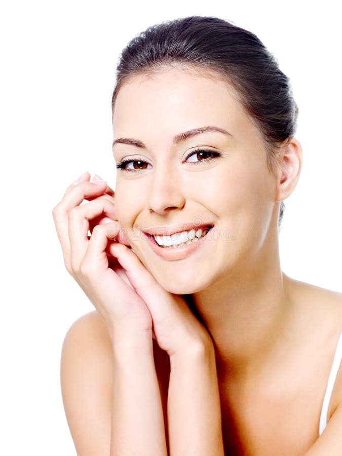 Cheerful Clean Face of a Pretty Asian Woman Stock Image - Image of ...