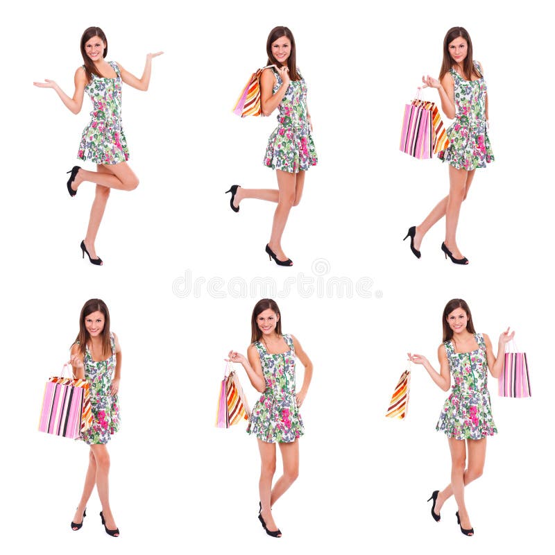 Happy Woman Shopping, Collage Stock Image - Image of isolated, woman ...