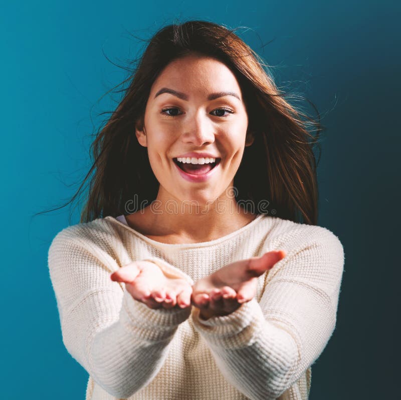 Womans Cupped Hands Showing Something Stock Image - Image of offering ...