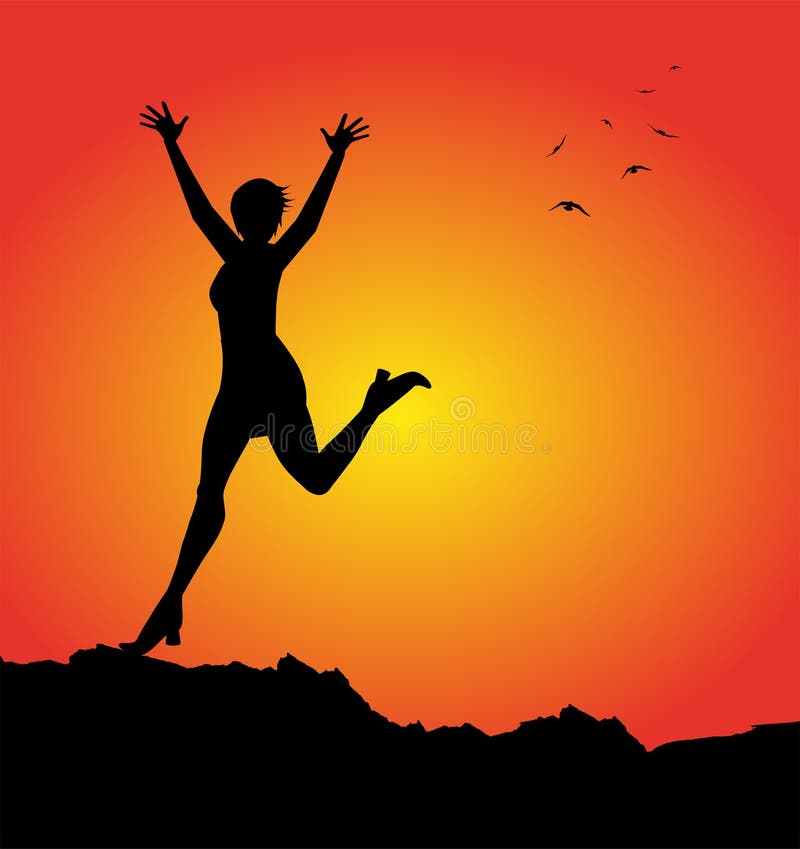 Happy Woman Silhouette Stock Illustrations – 88,307 Happy Woman ...