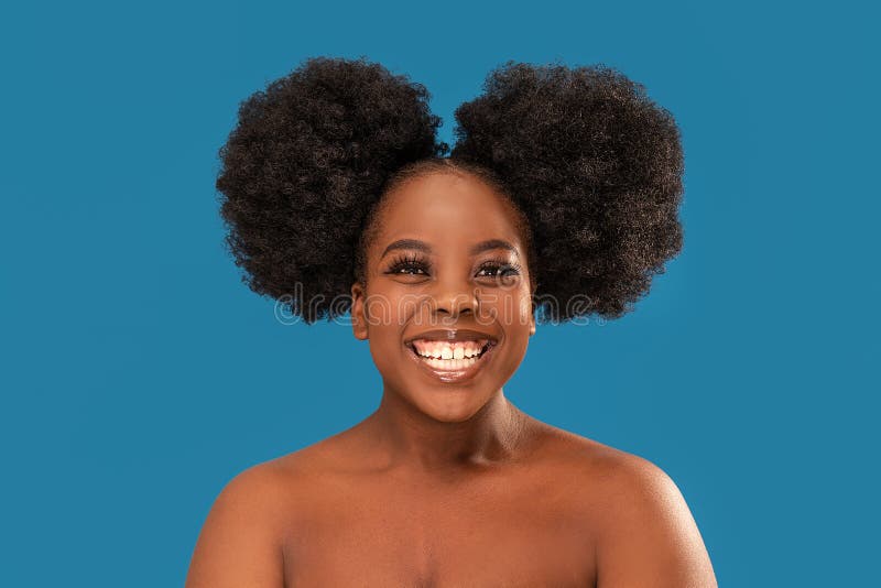 Happy Woman Smiling Beauty Female Portrait Young Emotional Afro Woman