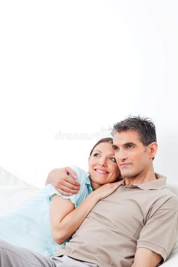 Happy Woman Snuggling with Husband Stock Photo - Image of retirement ...