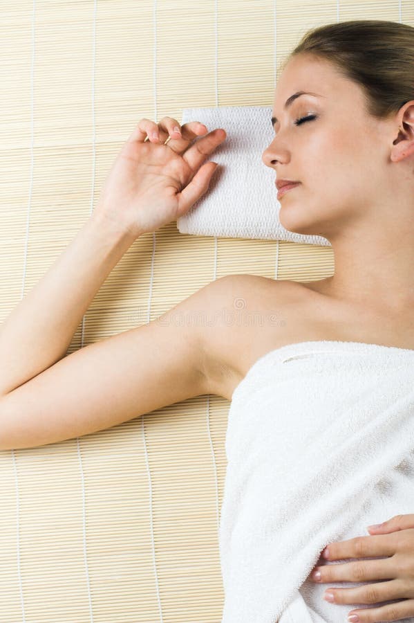 Happy woman in a spa stock image. Image of human, peaceful - 5572367