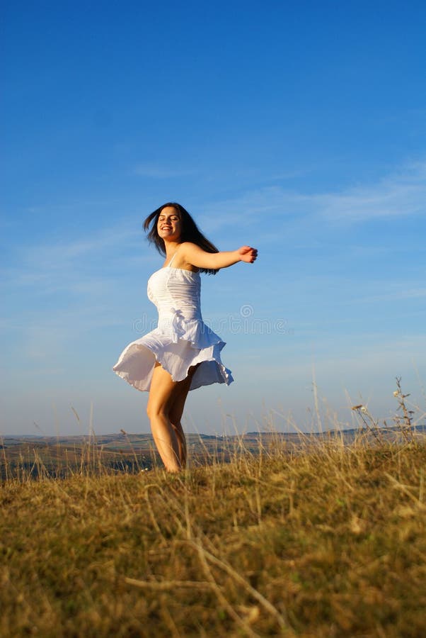 Happy woman spinning stock photo. Image of skin, white - 11370608