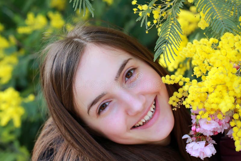 Happy woman in spring stock image. Image of nature, green - 52139869