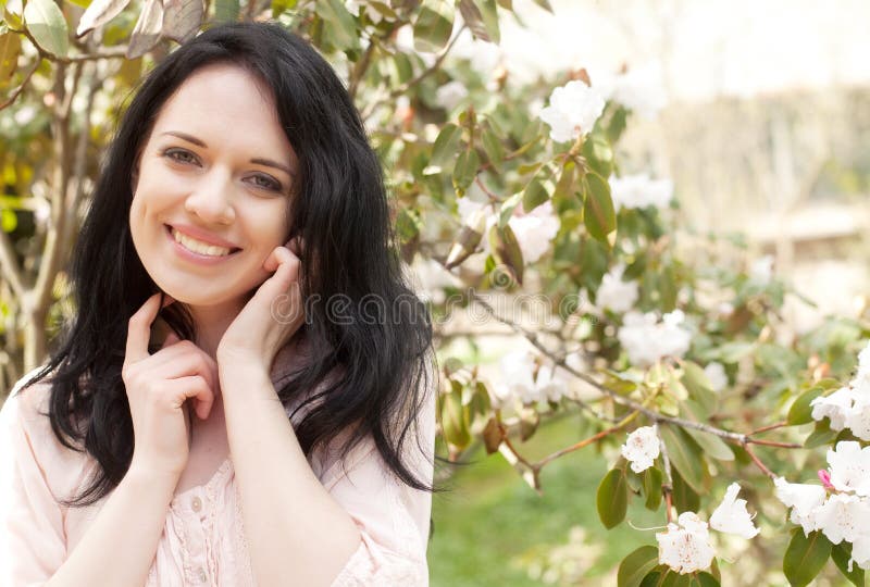 Portrait of Beautiful, Woman Outdoors in Spring Stock Photo - Image of ...