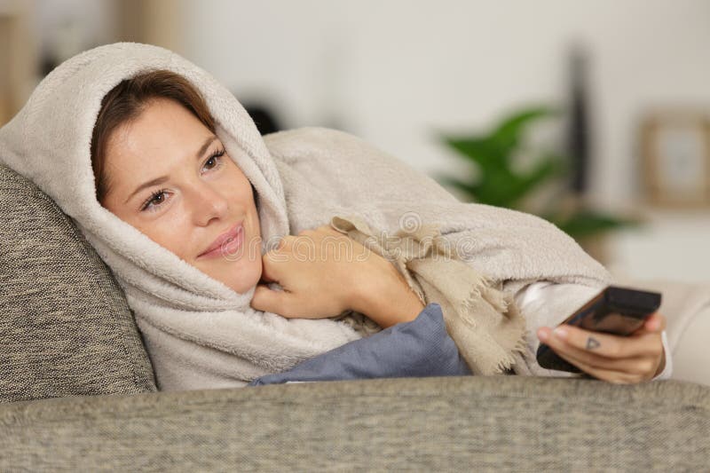 Happy Woman Switching Tv Channels Stock Photo - Image of cheerful ...