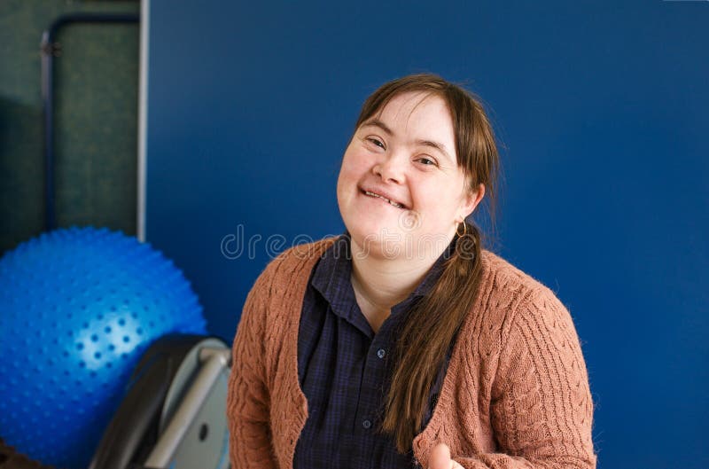A Happy Woman with a Syndrome of Mental Deviation. Stock Photo - Image ...