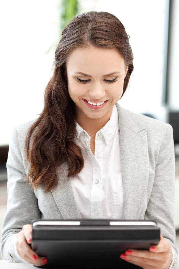 Happy Woman with Tablet Pc Computer Stock Photo - Image of corporate ...