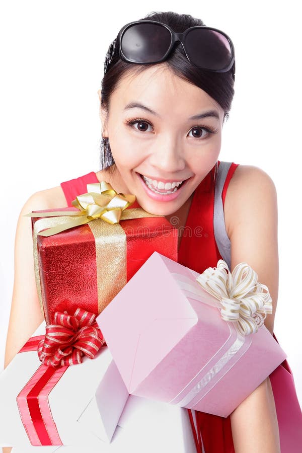 Happy gift woman stock image. Image of humor, romantic - 13881095