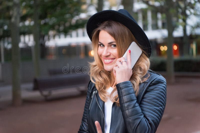 Happy Woman Talk On Mobile Phone In Paris France Sensual Woman With