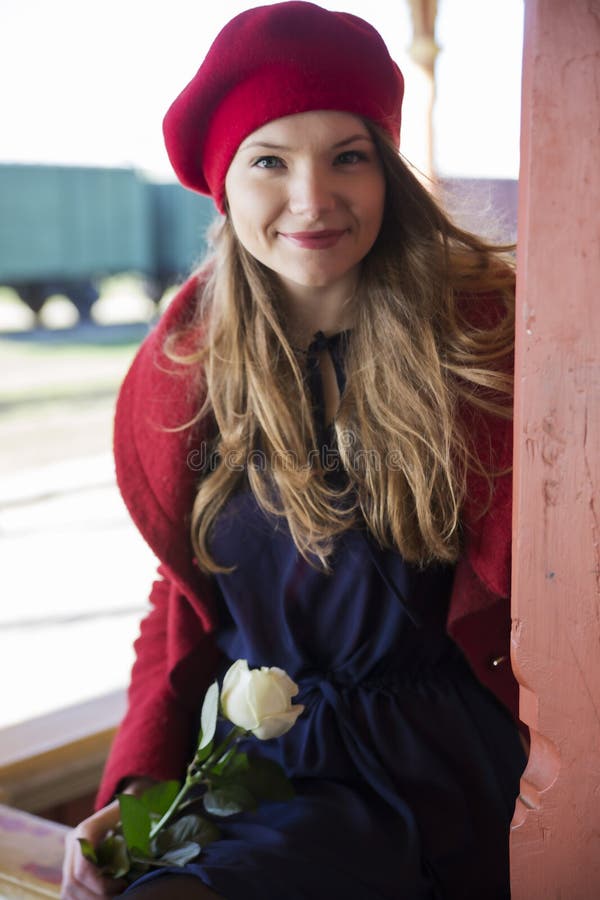 Happy Woman Train Station Rose Stock Photos - Free & Royalty-Free Stock ...