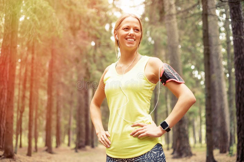 Active Woman Using Smartwatch Stock Photo - Image of equipment, health ...