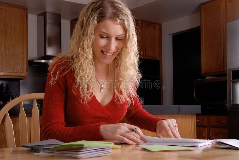 Happy woman writing stock image. Image of person, letter - 7471325