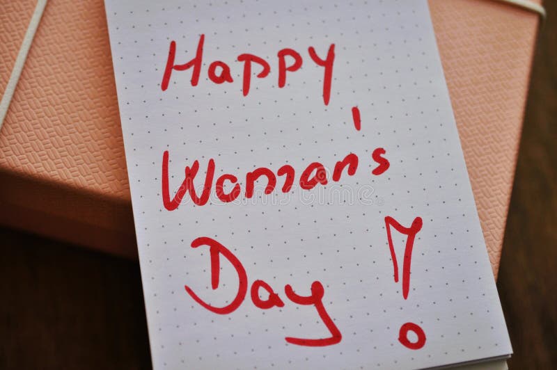 Happy Womans Day Write on a Gift Box Stock Illustration - Illustration ...