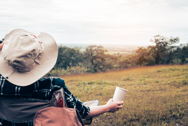 Women Backpack and Enjoying with the Beautiful Nature Relaxing on ...
