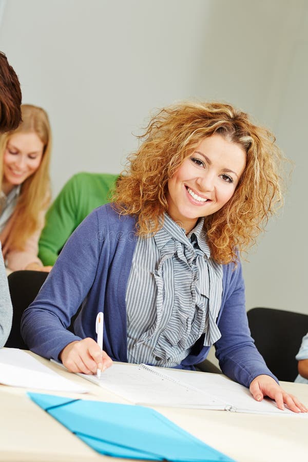 Happy Woman Learning in Study Stock Photo - Image of conference ...