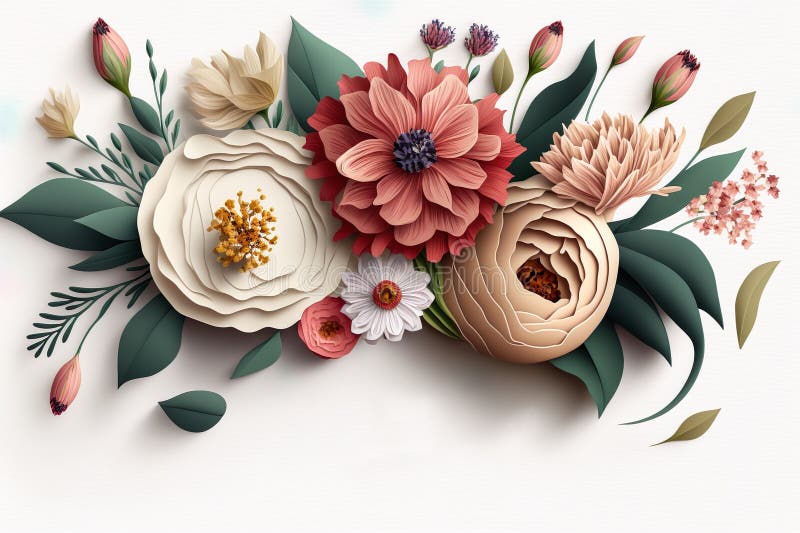 Happy Womens Day Flowers with Copy Space on White Background ...