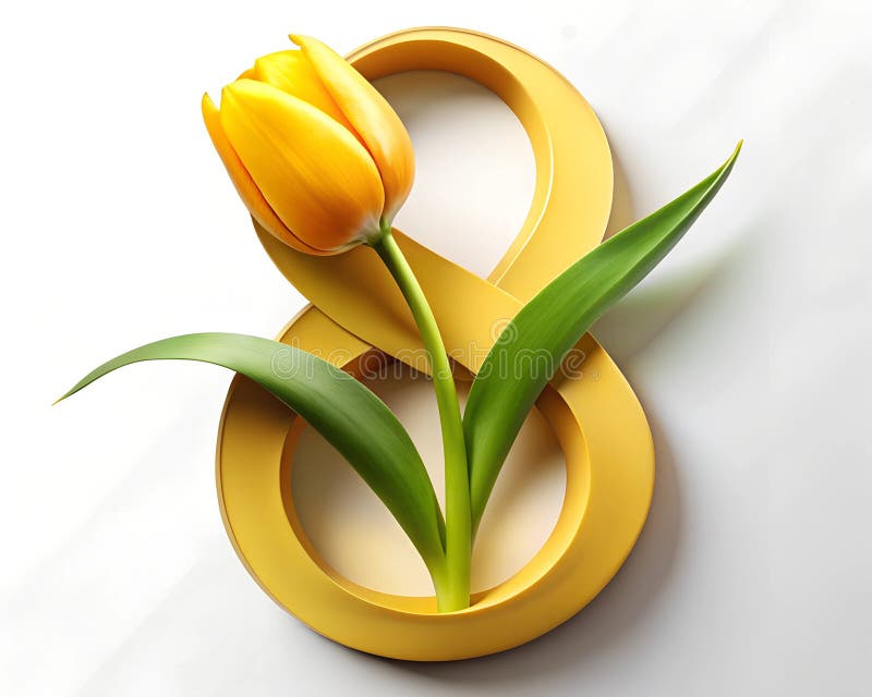 Happy Womens Day. 8 March Symbol with Yellow Tulip. Generative Ai Image ...