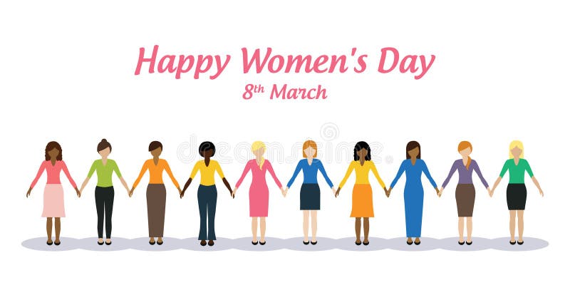 Happy Womens Day 8th March Group of Different Women Stock Vector ...