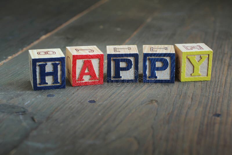 Happy wood blocks stock photo. Image of blue, communication - 35880194