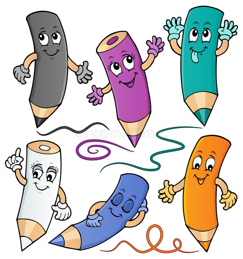 Happy Wooden Crayons Theme Set 2 Stock Vector - Illustration of cartoon ...