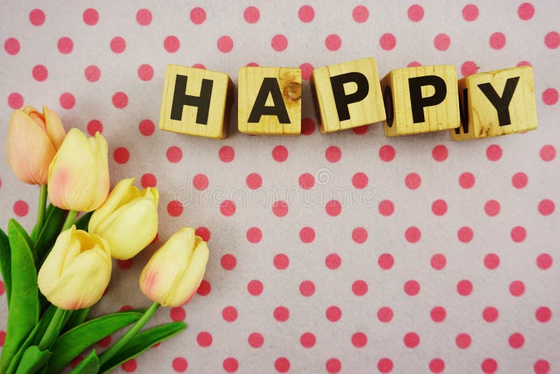 Happy Word Made from Wooden Cubes with Letters Alphabet Stock Image ...