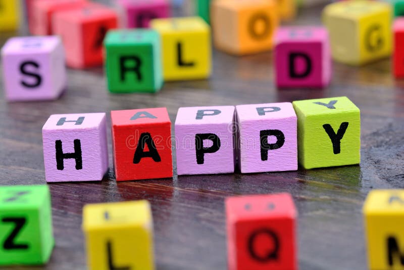 Happy word on table stock image. Image of background - 90226691