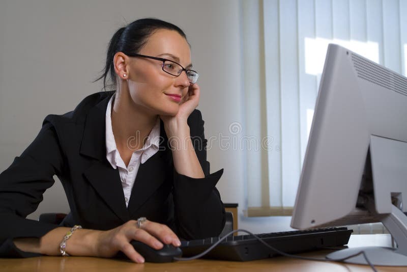 Happy at Work stock image. Image of flatscreen, smile - 3095183