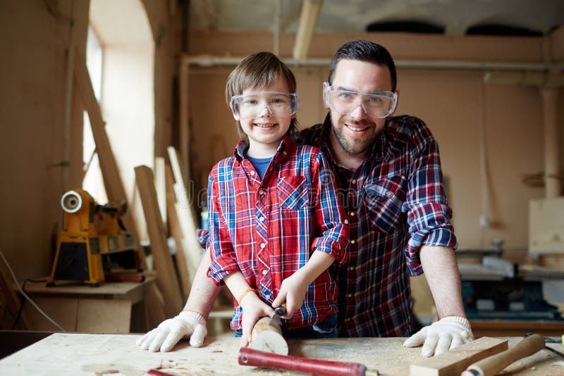 Happy woodworking stock image. Image of father, woodworking - 92746473