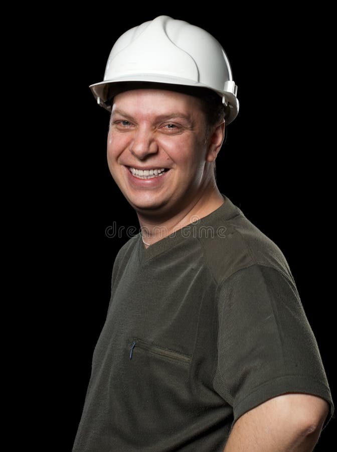 Happy Smiling Construction Worker. Stock Photo - Image of manual ...