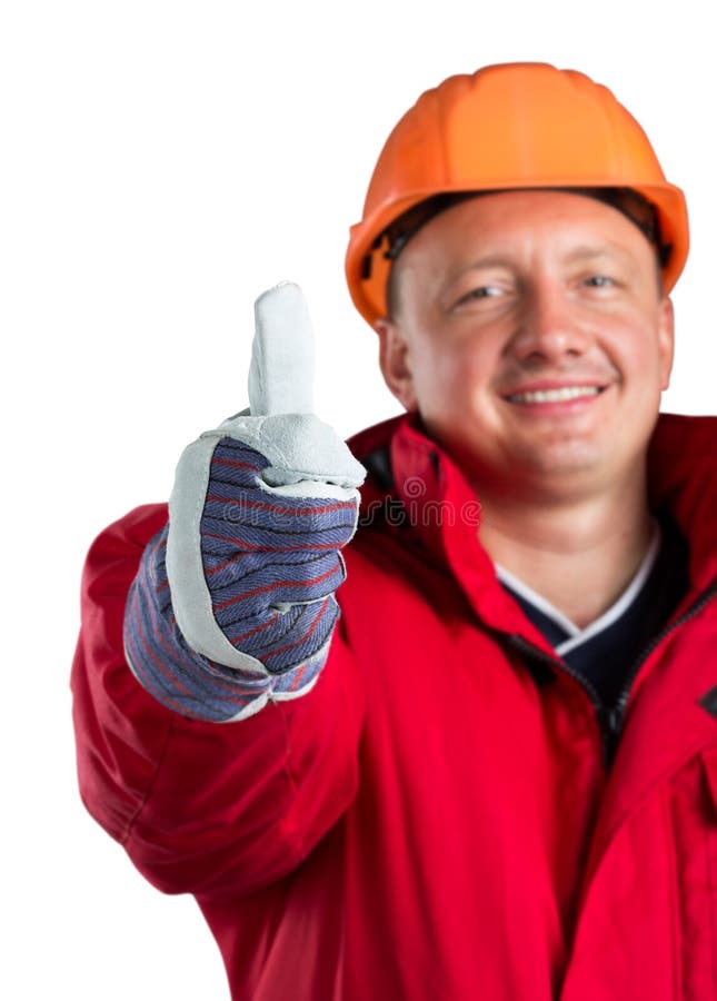 Happy Smiling Construction Worker. Stock Photo - Image of male ...