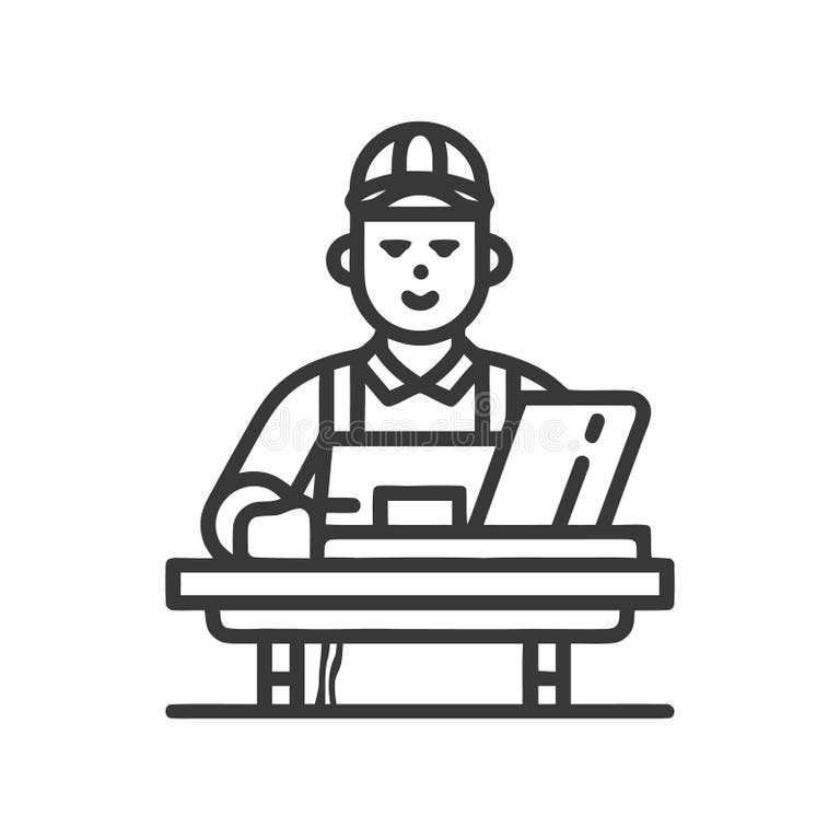 Happy Worker at the Counter Using a POS System Stock Vector ...