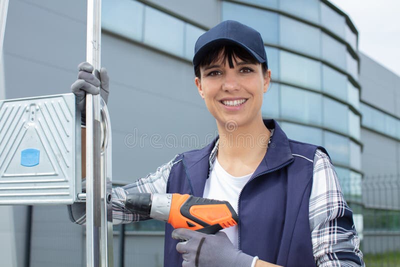 Happy Worker Drilling Outdoors Stock Image - Image of oilworker ...