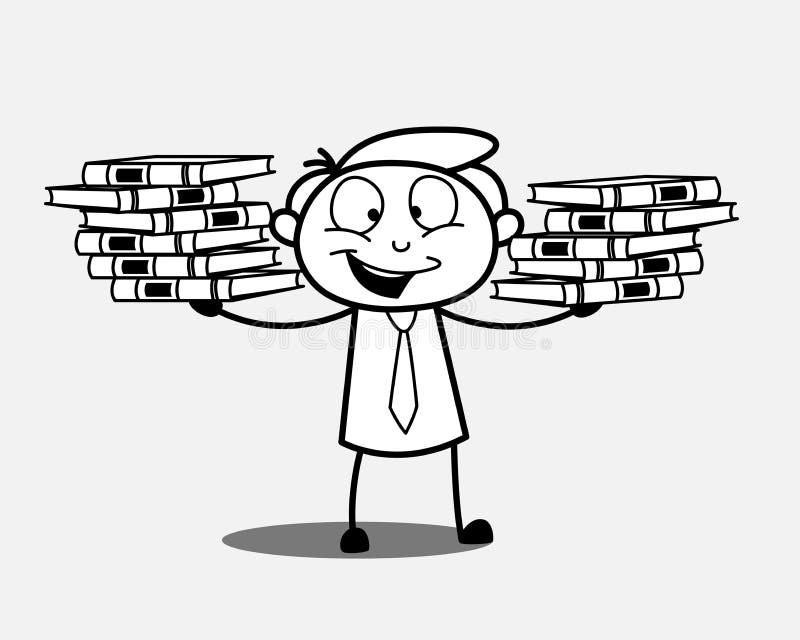 Happy Worker Holding a Many Files Stock Illustration - Illustration of ...