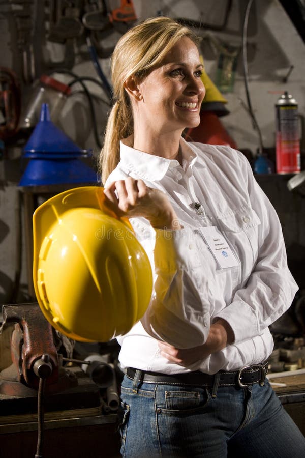 Happy Worker in Maintenance Room Stock Photo - Image of holding ...