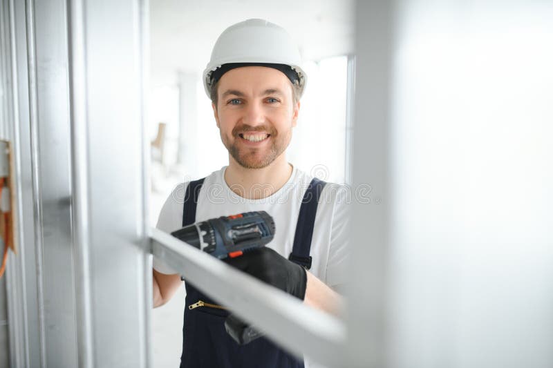 A Happy Worker Proudly Standing at His Workplace. Stock Image - Image ...