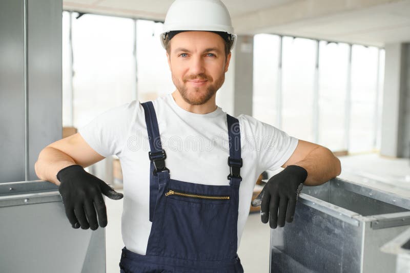 A Happy Worker Proudly Standing at His Workplace. Stock Image - Image ...