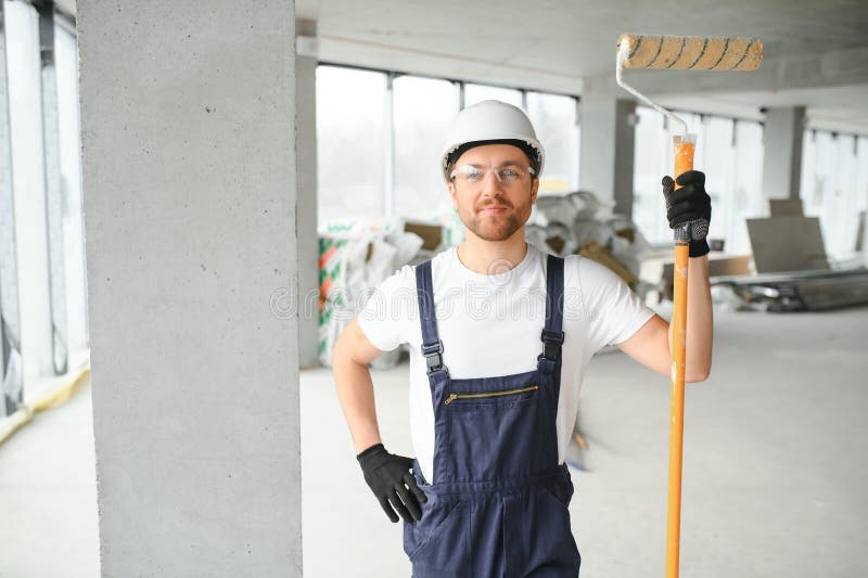 A Happy Worker Proudly Standing at His Workplace. Stock Photo - Image ...