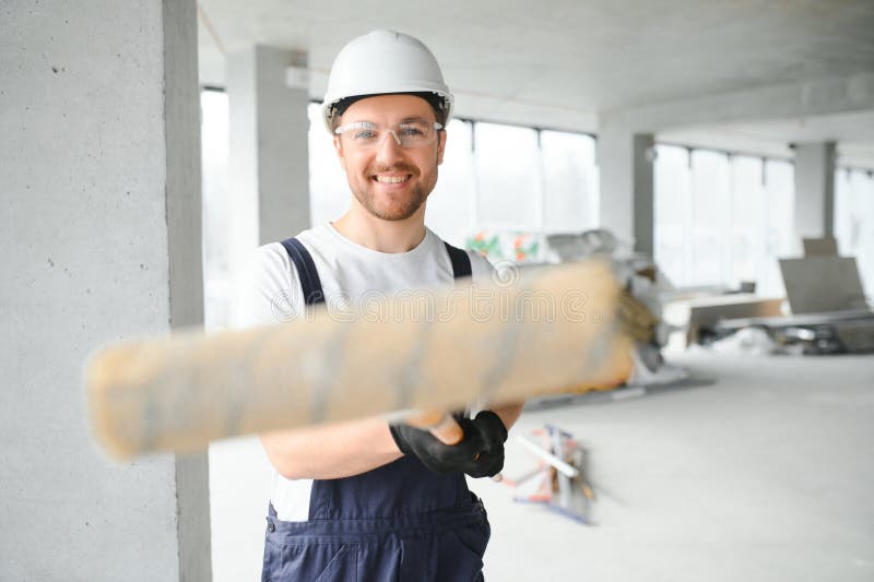 A Happy Worker Proudly Standing at His Workplace. Stock Photo - Image ...